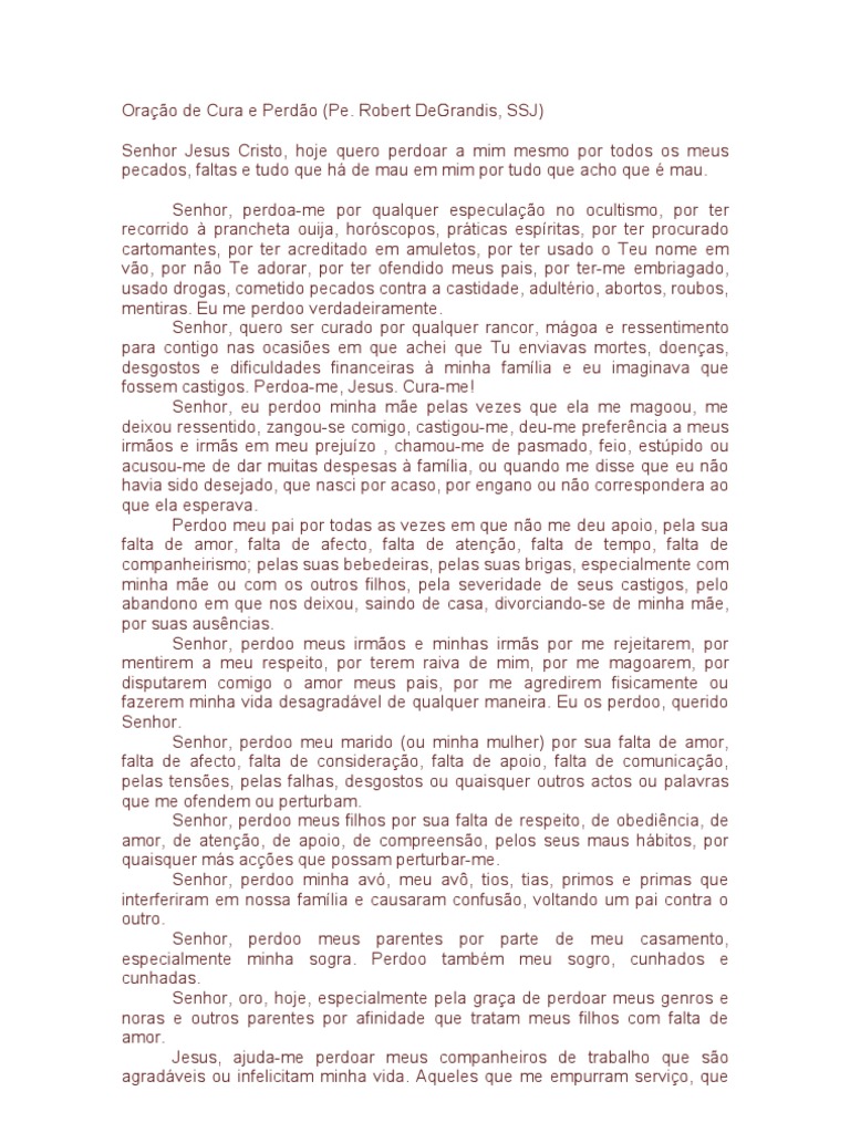 Oracao De Perdao Degrandis Pdf Parentesco Amor