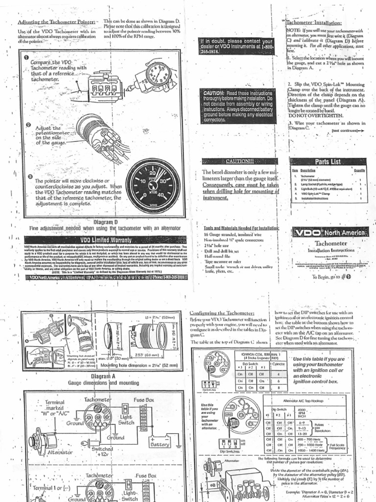 VDO Tachometer | PDF
