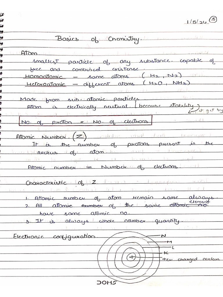 Basics of Chemistry Class 10 | PDF