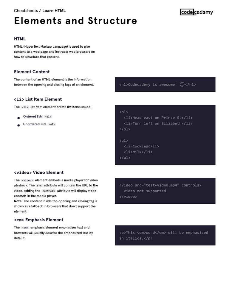 HTML CheatSheet Very Nice Book | PDF