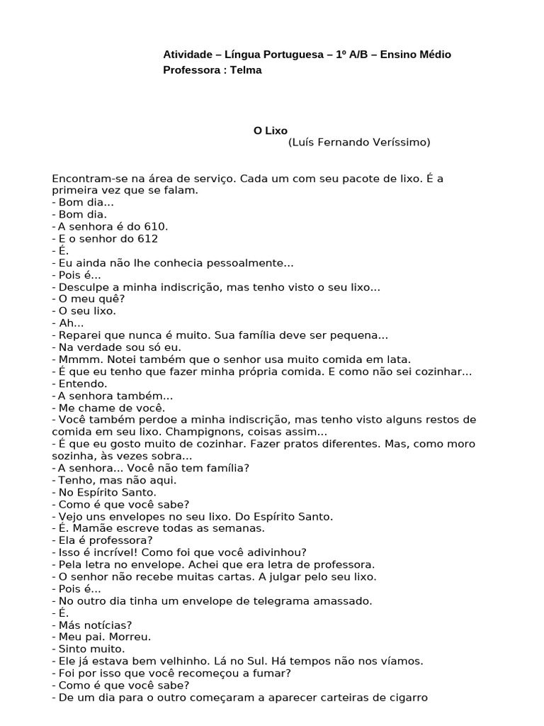 Atividade LP 1º Ano | PDF