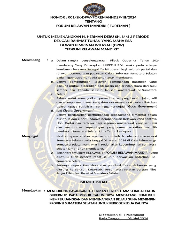 Struktur Pengurus Foreman Kec. BHL | PDF