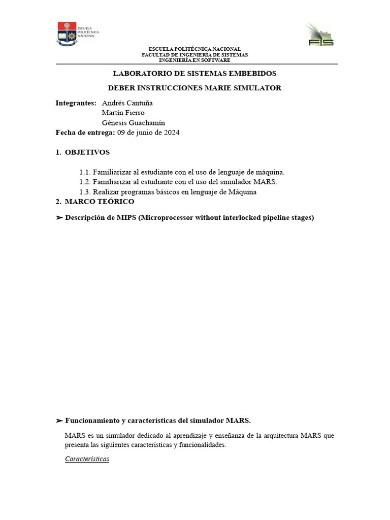 Tarea Simulador MARS | PDF | Lenguaje ensamblador | Programa de computadora