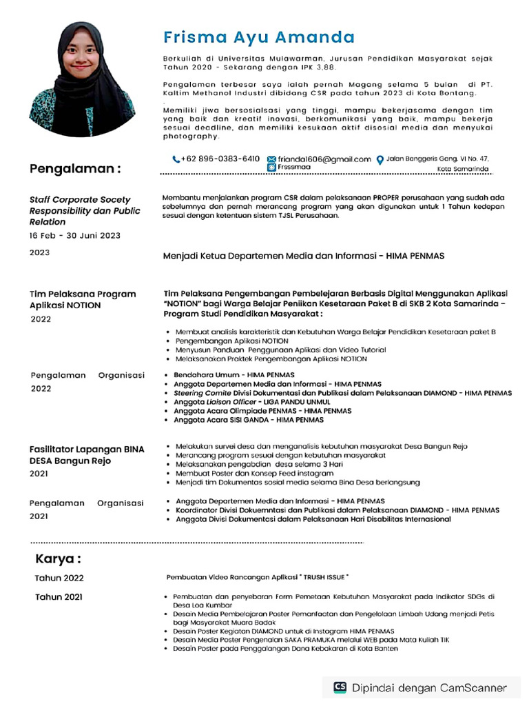Frisma Ayu Amanda - Berkas CV | PDF