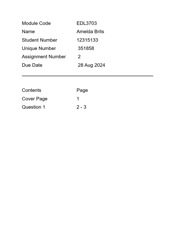 EDL3703 12315133 Ass 2 | PDF