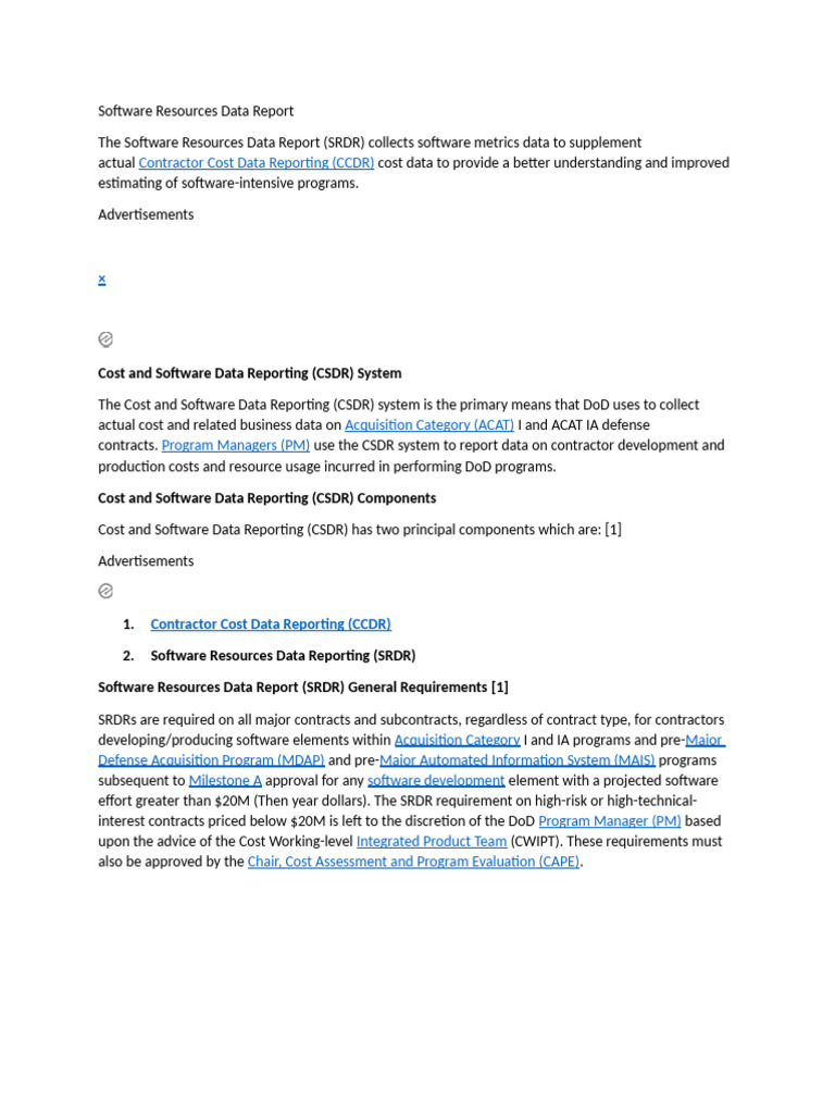 Software Resources Data Report | PDF