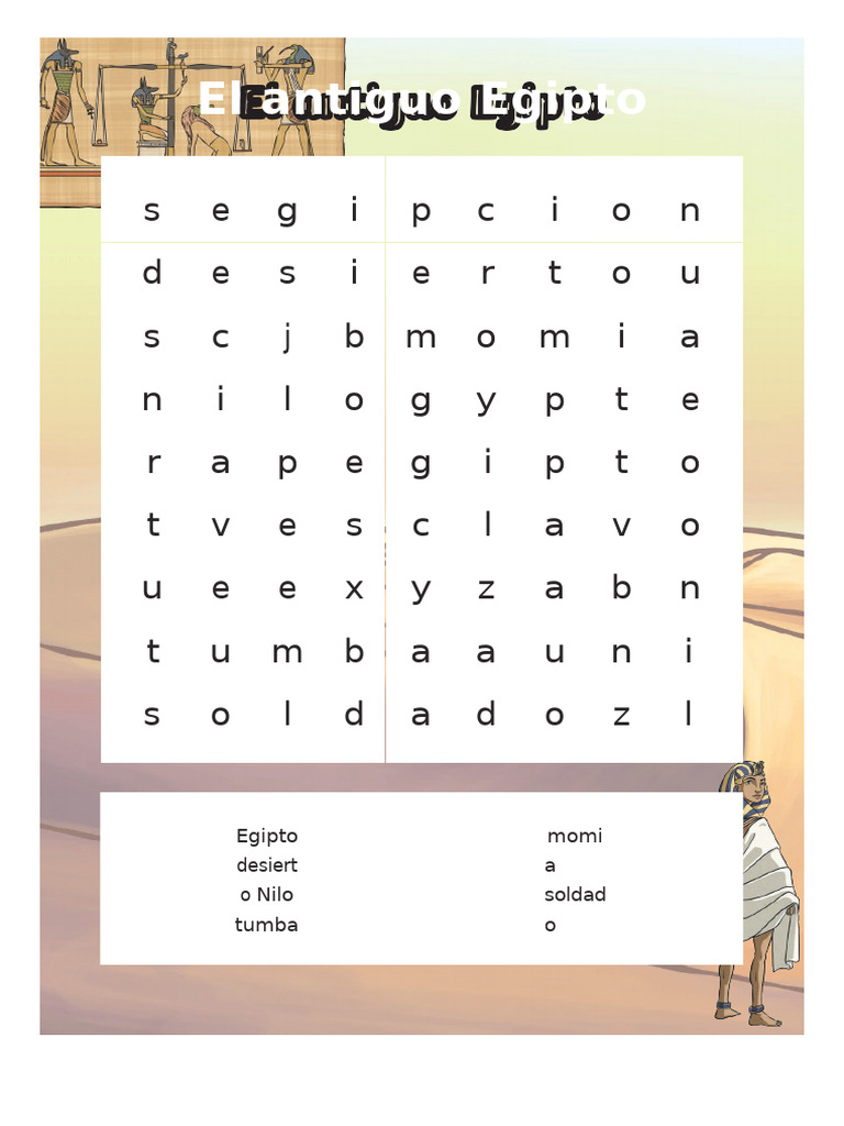Sopa de Letras El Antiguo Egipto | PDF
