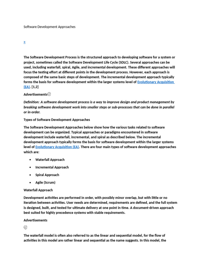 Software Development Approaches Pdf