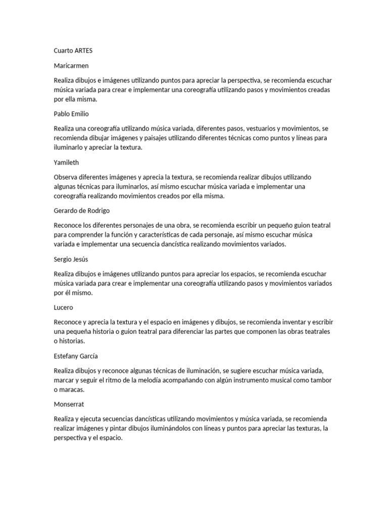 4to Cuarto ARTES | PDF