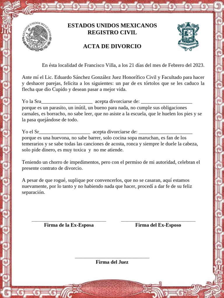Formato de Divorcio | PDF