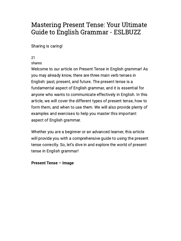 Mastering Present Tense - Your Ultimate Guide To English Grammar | PDF