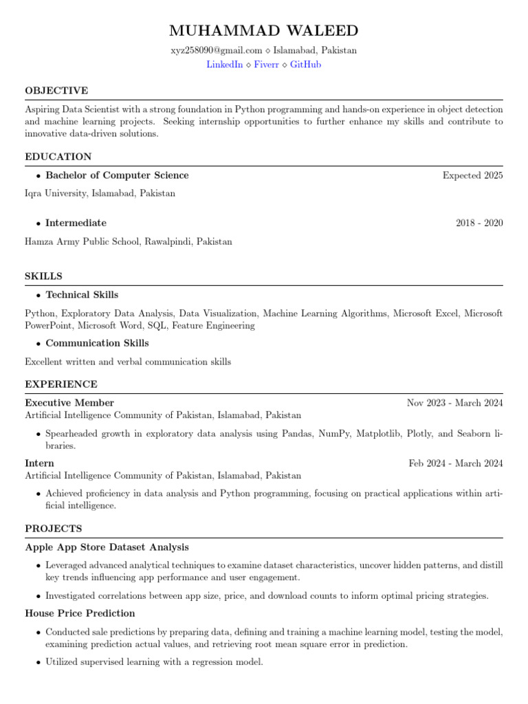 Muhammad Waleed (CV) | PDF