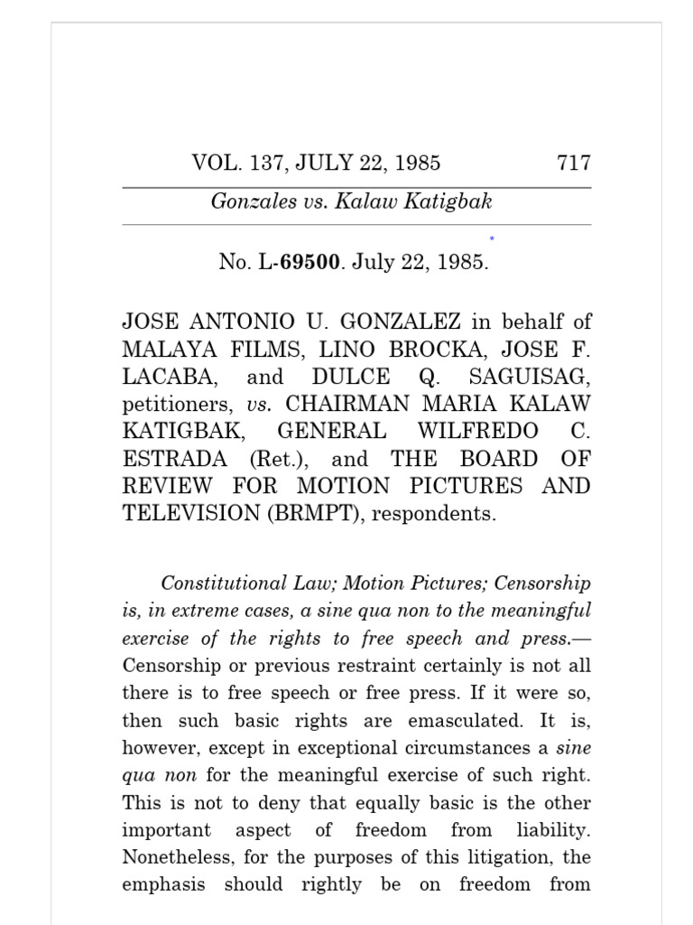 Gonzales V Katigbak | PDF