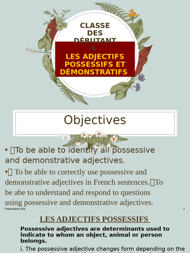 Les Adjectifs Possessifs Et Démonstratifs - Coach Samson | PDF