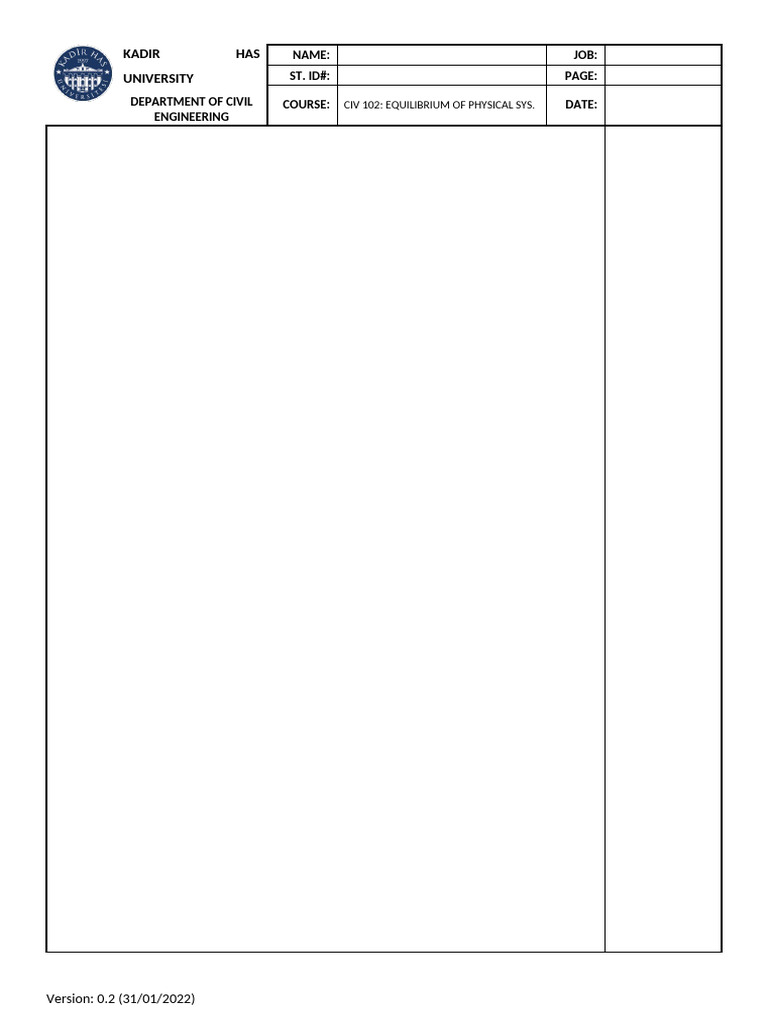 KHAS Calculation Sheet Template Empty CIV102 | PDF