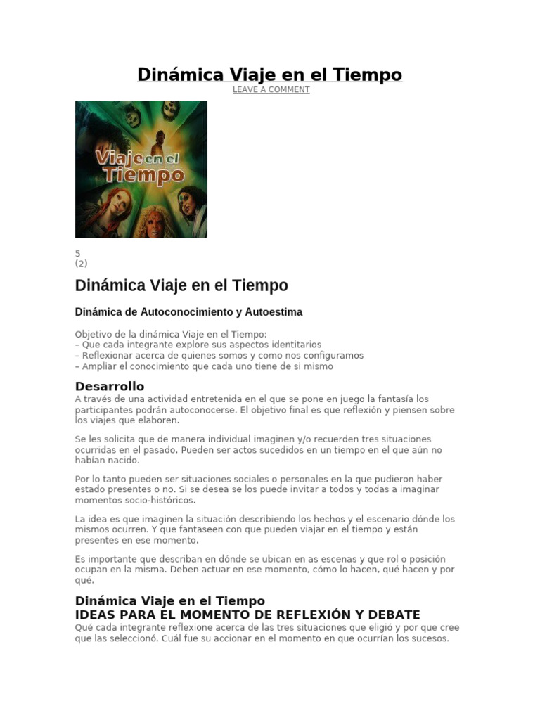 Dinámica Viaje en El Tiempo | PDF