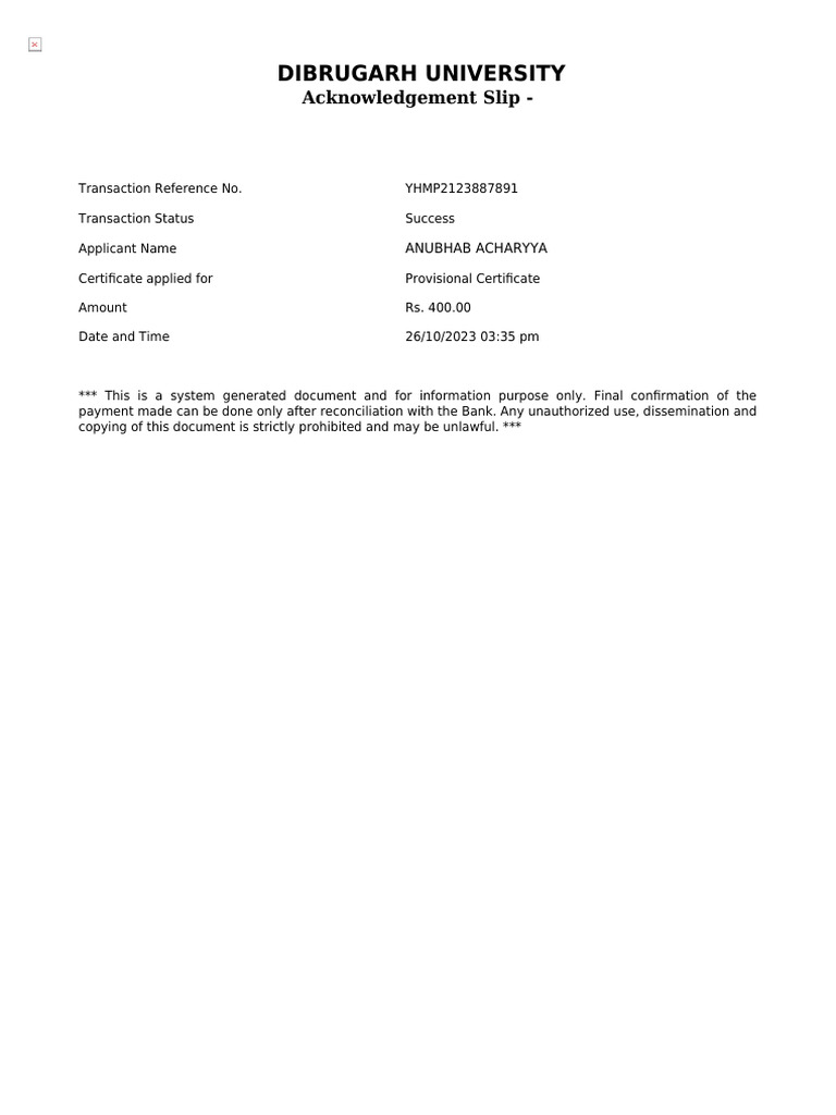 Acknowledgement Slip | PDF