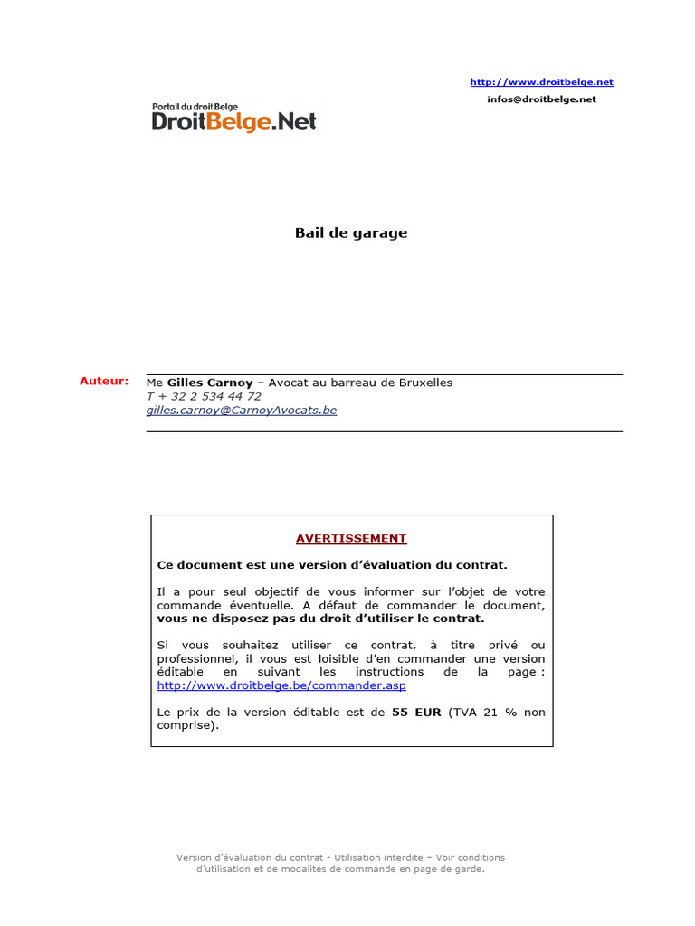 BAIL DE GARAGE - Aperçu | PDF
