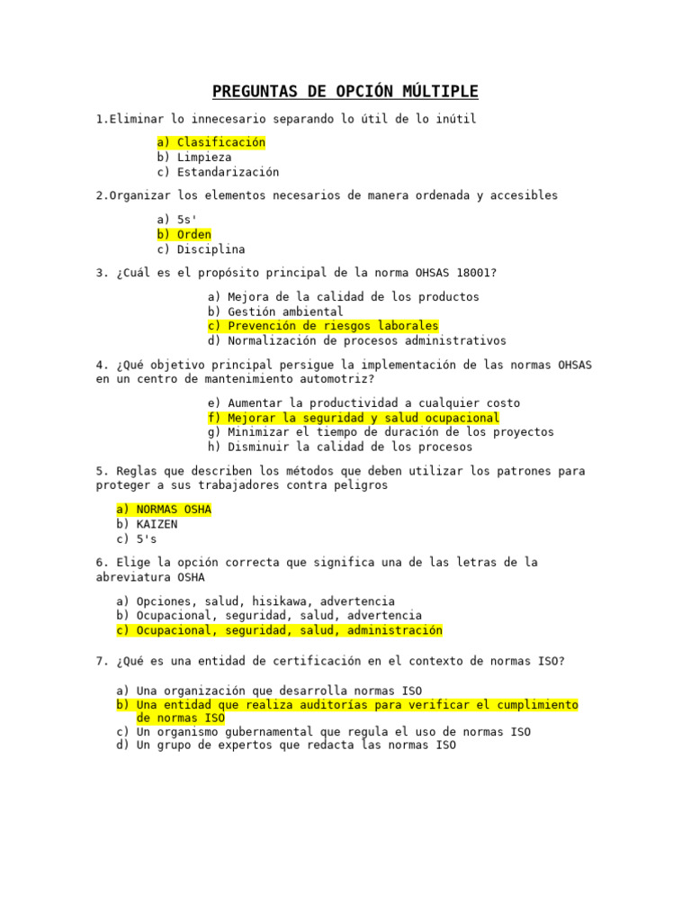 Preguntas de Opción Múltiple | PDF | Business | Negocios