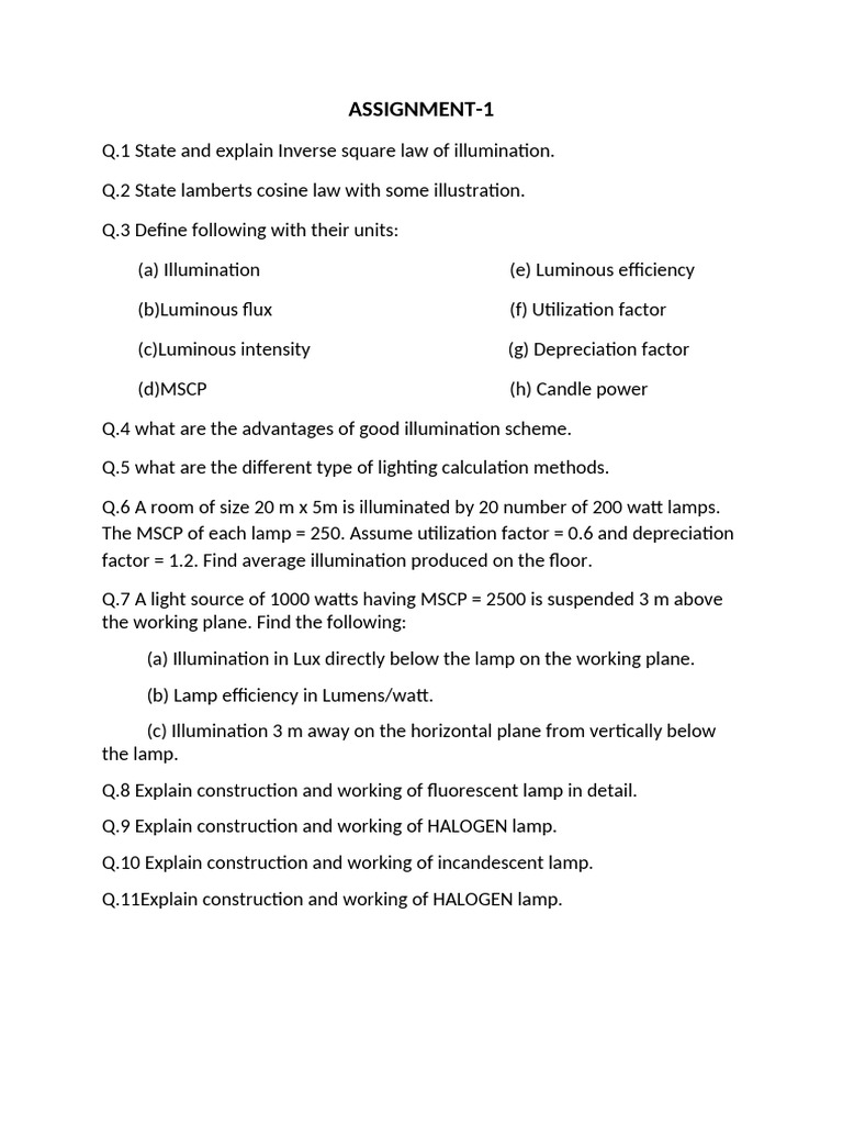 ILLUMINATION PRACTICES assignment | PDF