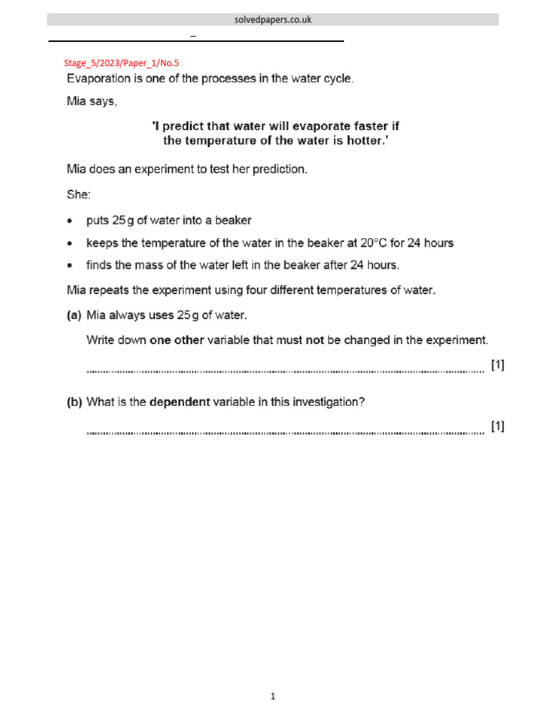 2023 - 2 Evaporation and Condensation Checkpoint - Primary Chemistry ...