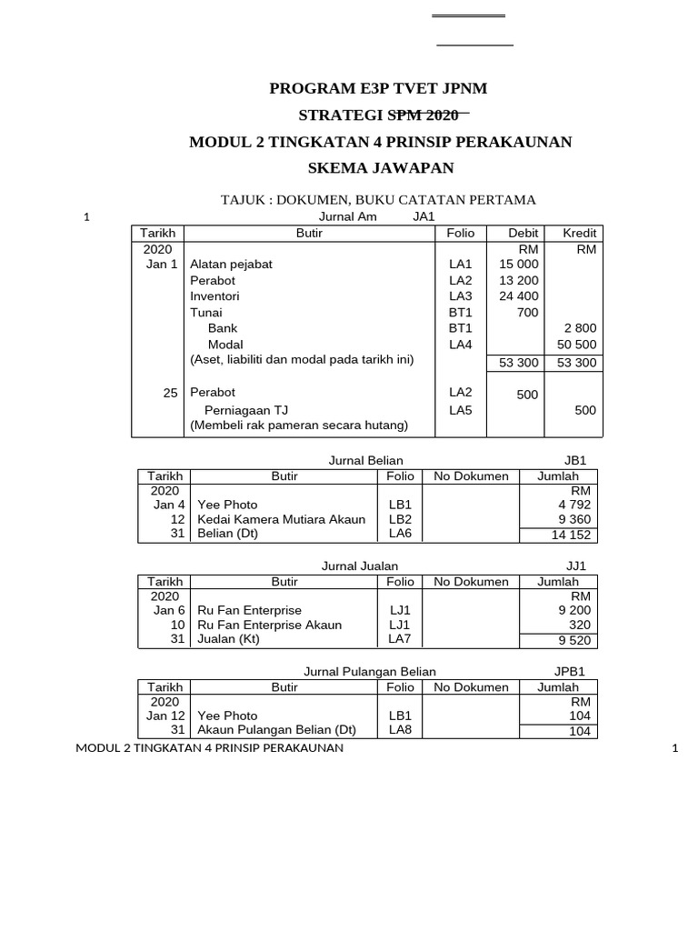 Skema Modul 2 T4 Prinsip Perakaunan | PDF