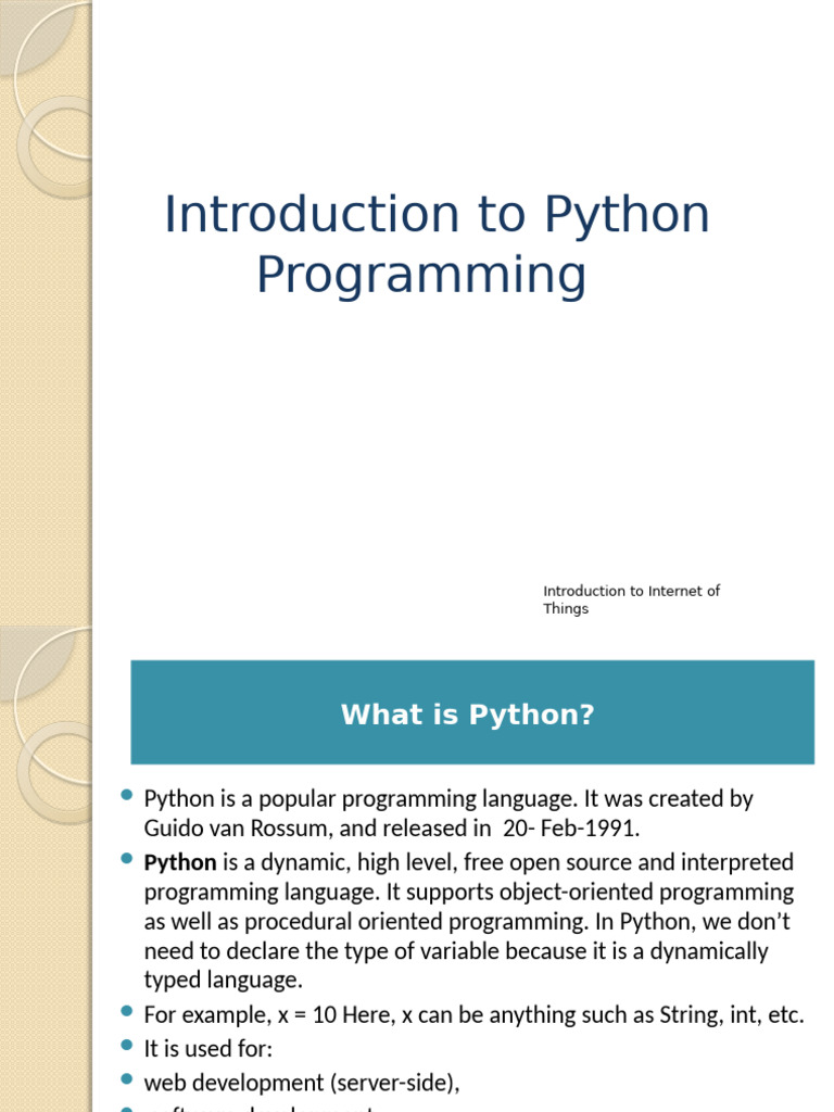 Introduction To Python Programming - Part I | PDF