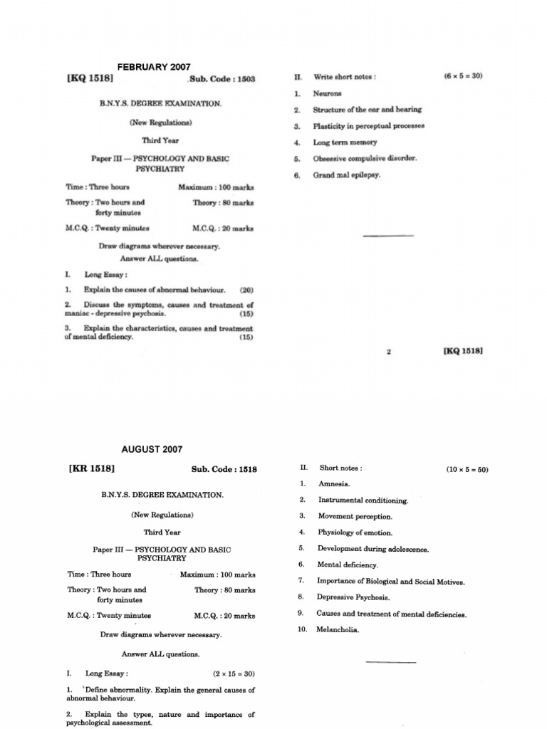 Psychology Pyq | PDF