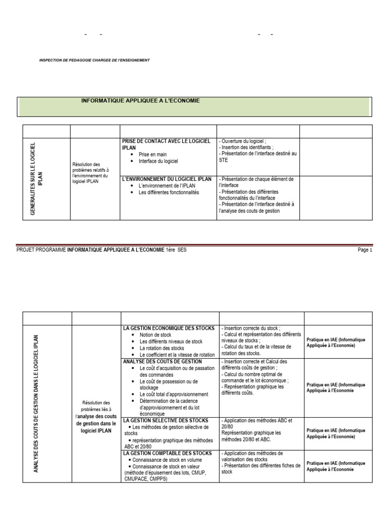 Programme Iplan Ste 1 | PDF