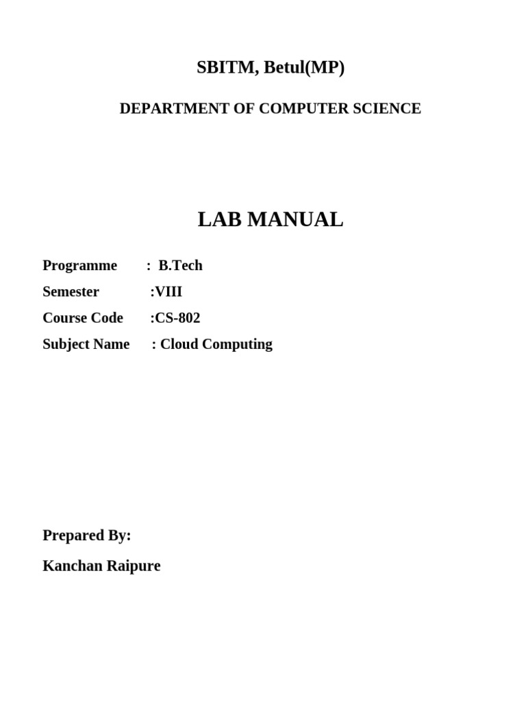 Lab Manual Cloud Computing | PDF