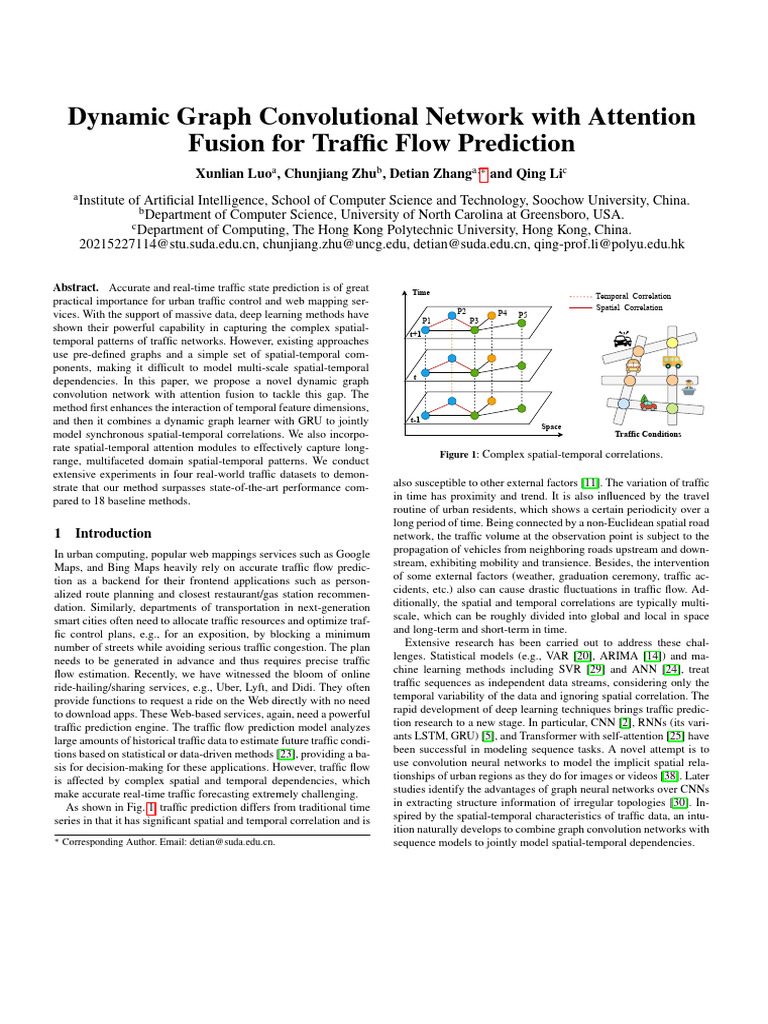 Dynamic Graph Convolutional Network With Attention Fusion For Traffic Flow Prediction | PDF
