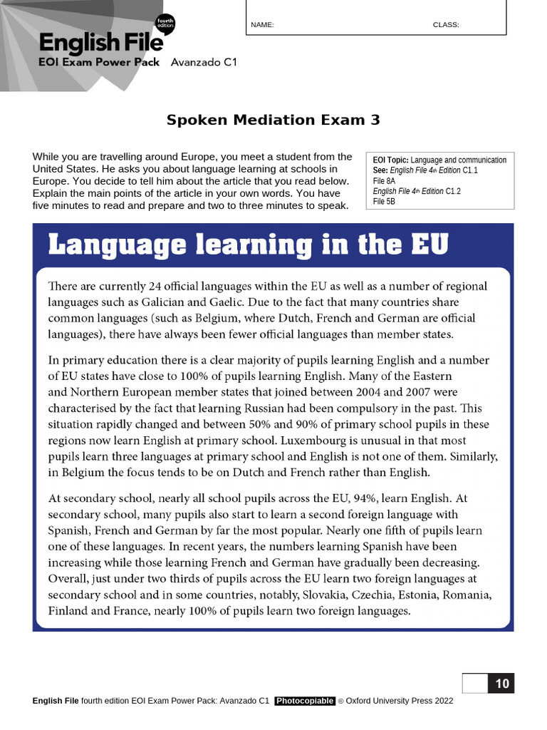 Language Learning Spoken Mediation Task 2 | PDF