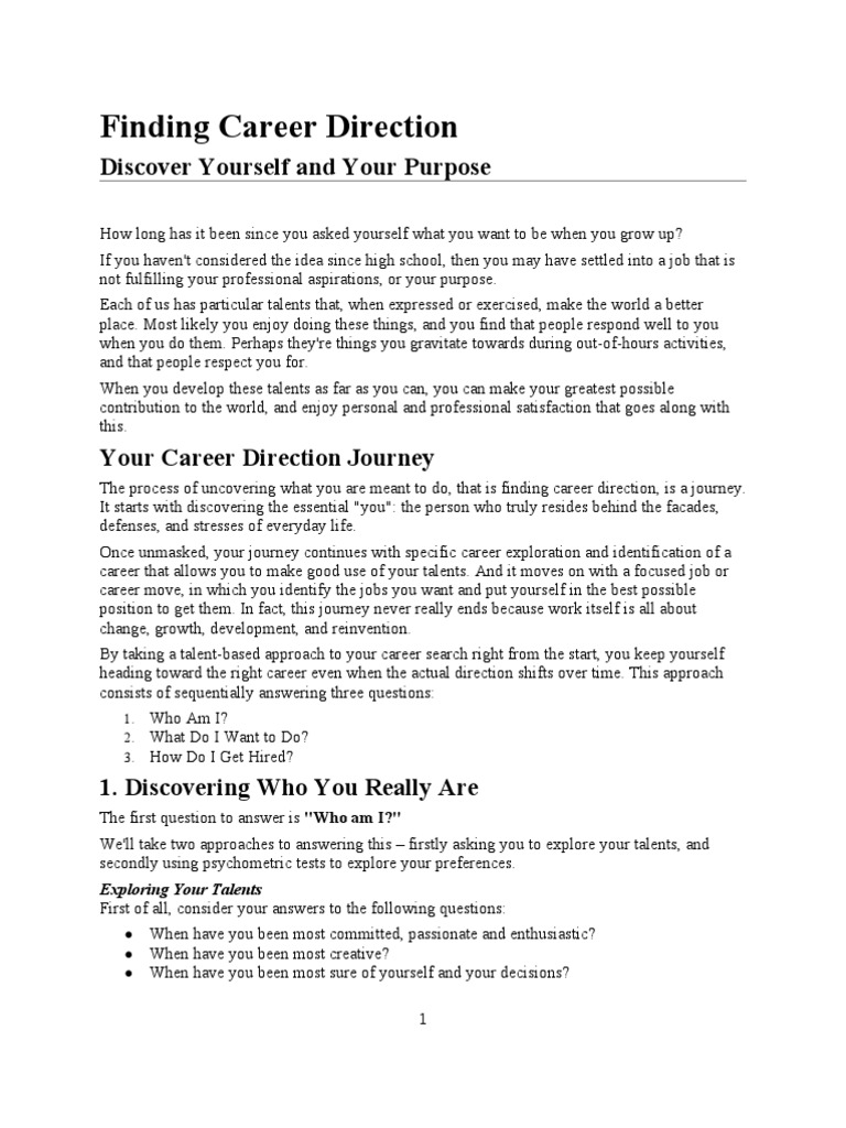 Finding Career Direction | PDF | Personality Type | Brainstorming