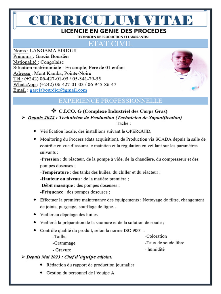 CV-Process-Garcia-Bourdier - Pétrolab | PDF