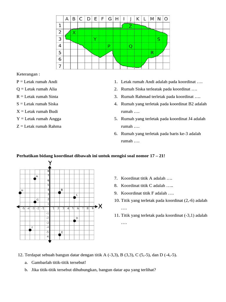 Lat Math Denah, Skala Dan Koordinat 1 | PDF