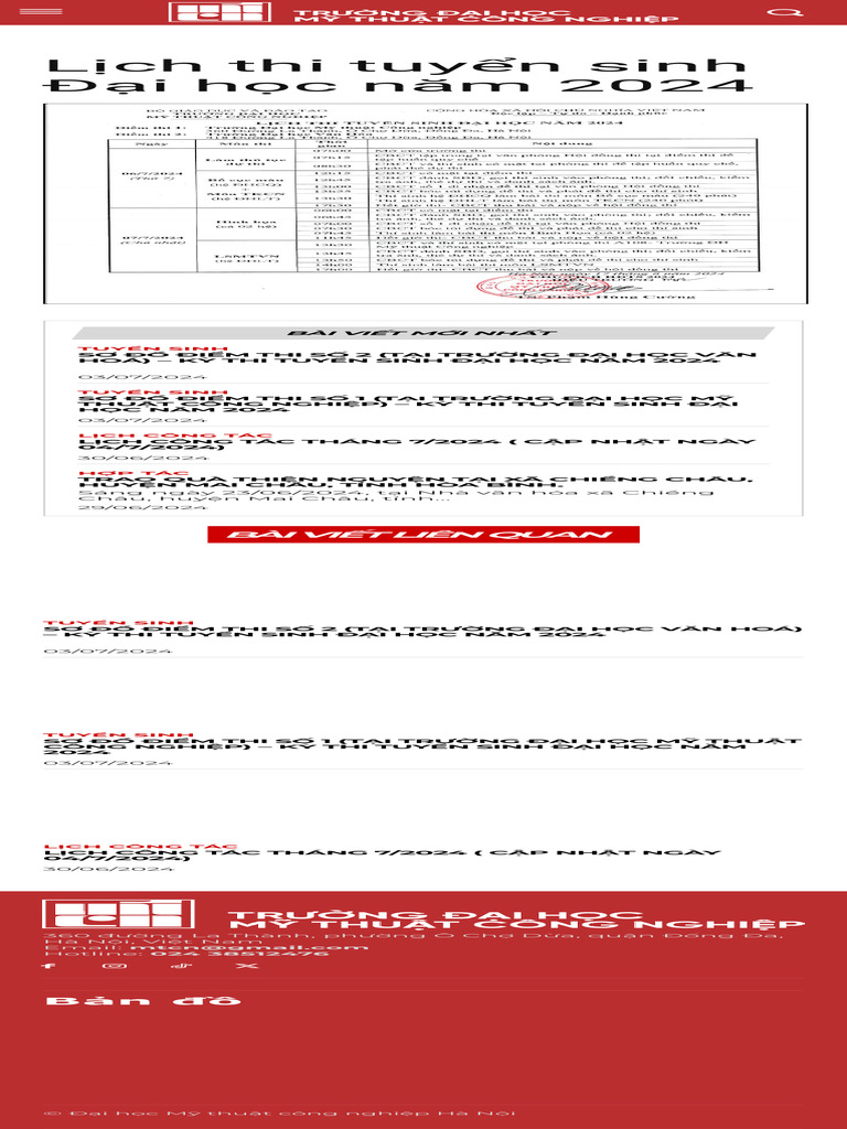 Lịch Thi Tuyển Sinh Đại Học Năm 2024 MTCN | PDF