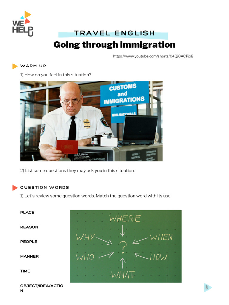 Going Through Immigration - Travel English | PDF