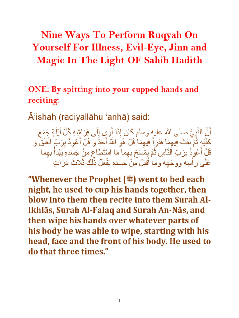 9 Ways To Perform Self Ruqyah | PDF | Quran | Islam