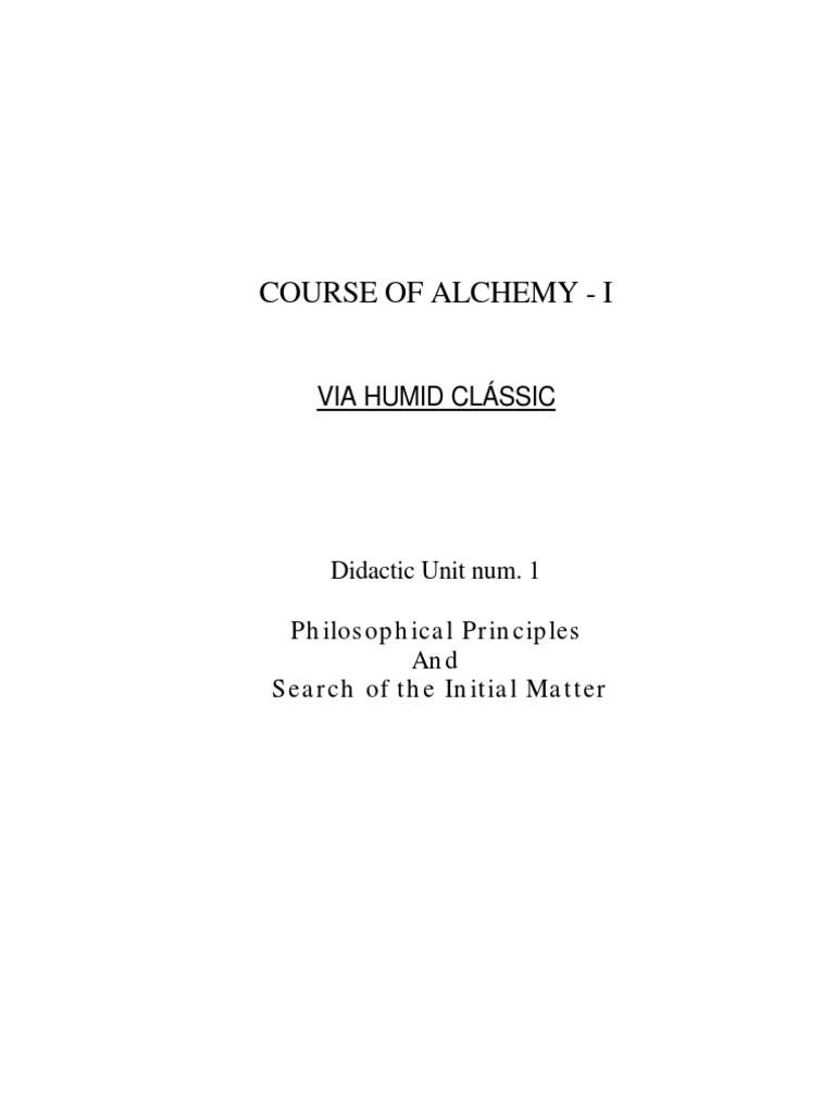 Alchemy Course 1 | PDF | Alchemy | Chemistry