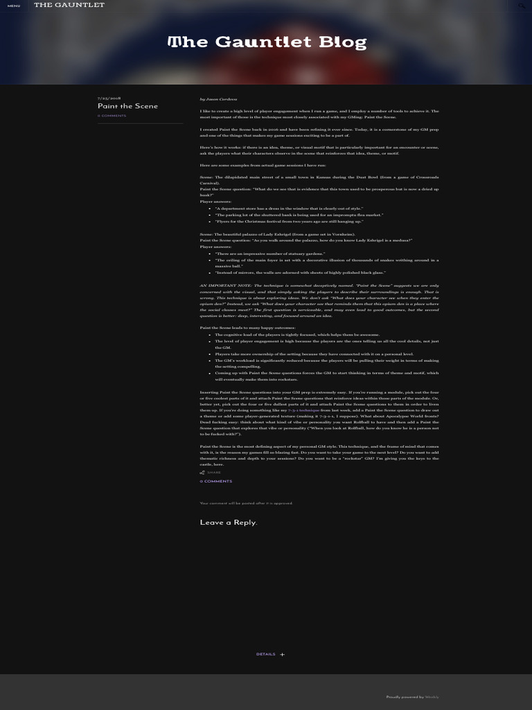 Paint the Scene - THE GAUNTLET | PDF