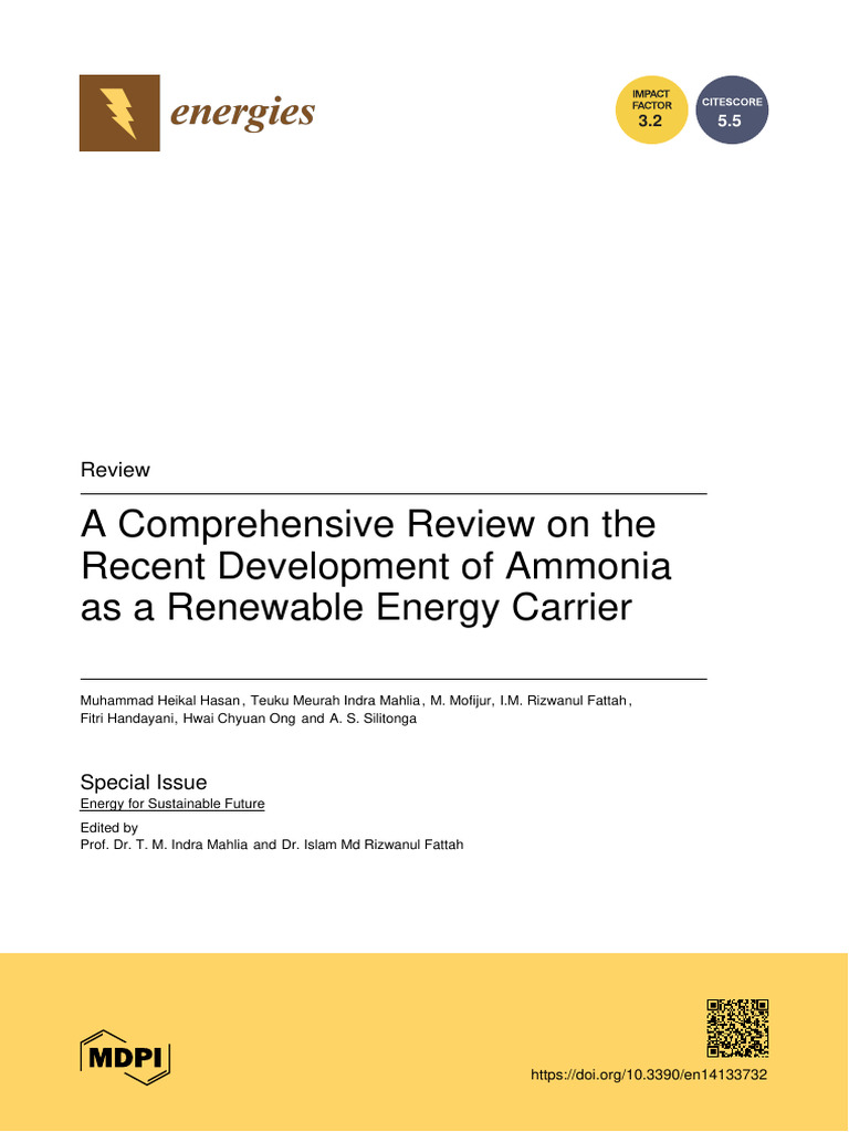 Review - Recent Development of Ammonia As A Renewable Energy Carrier ... Review - Recent Development of Ammonia As A Renewable Energy Carrier ...