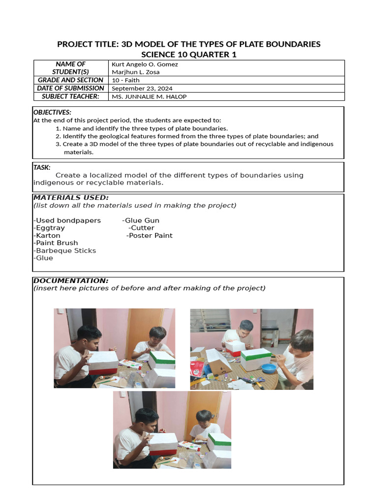 3D Model of Plate Boundaries Project | PDF | Art