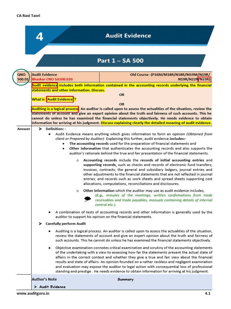 04 Audit Evidence | PDF