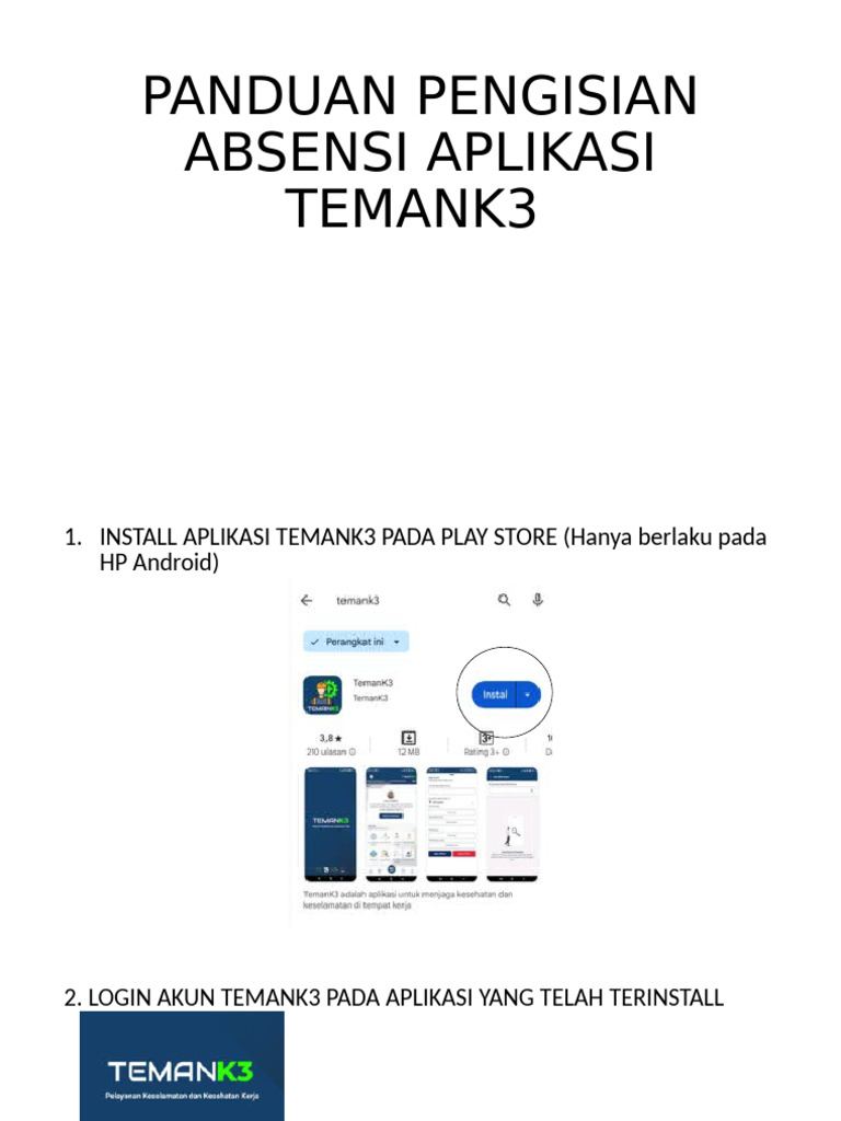 Panduan Pengisian Absensi Aplikasi Temank3 | PDF