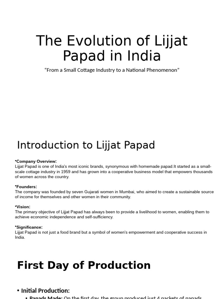 The Evolution of Lijjat Papad in India | PDF