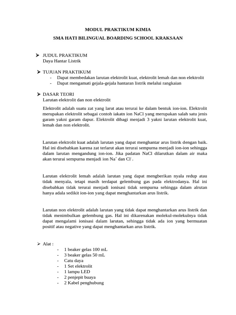 Modul Praktikum Daya Hantar Listrik | PDF