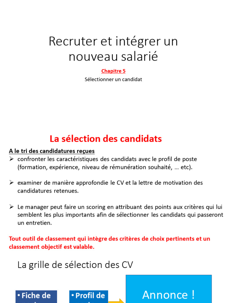 Cours Entretien Et S Lection | PDF