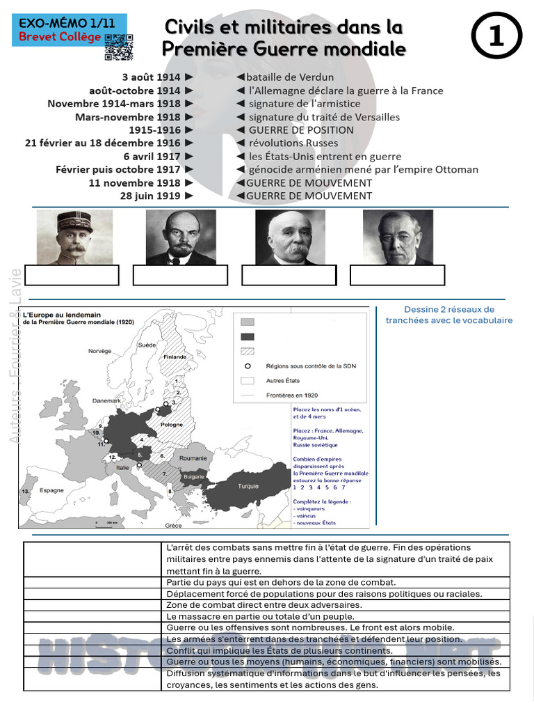 1 Exercice Revision Brevet 1ere Guerre Mondiale | PDF