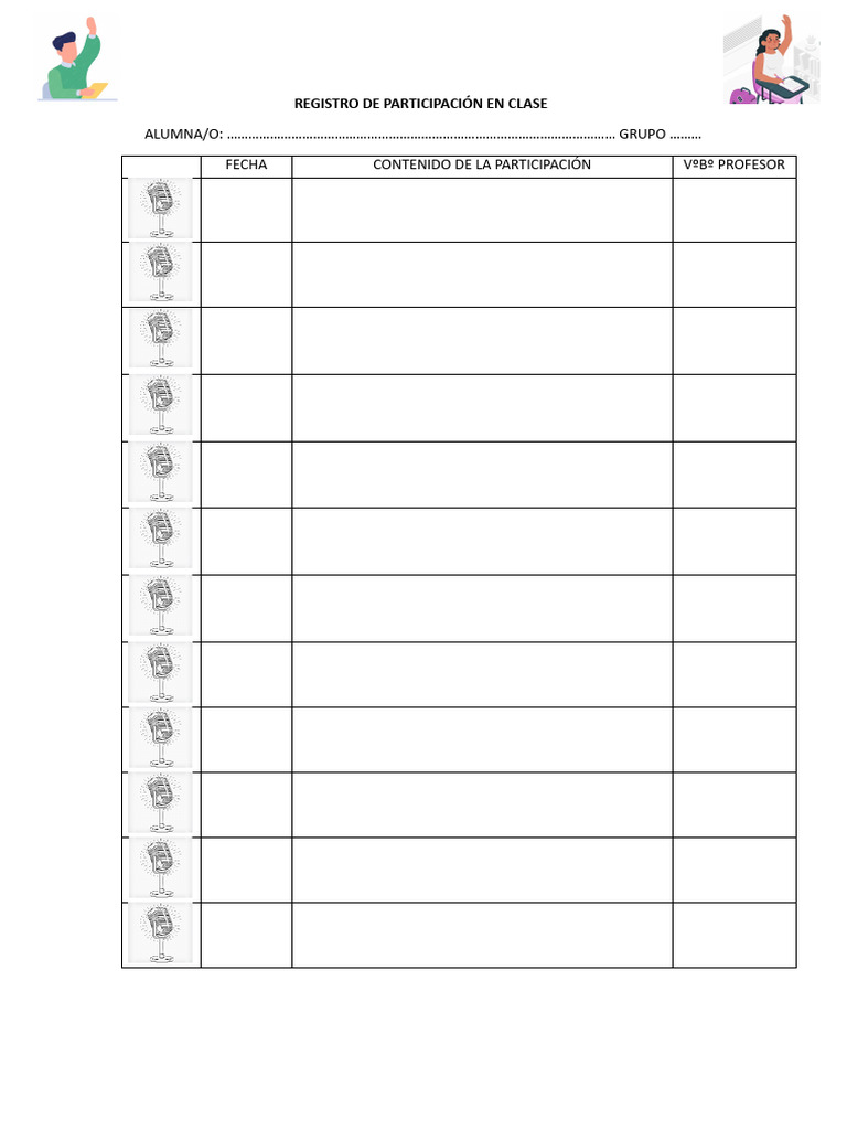 REGISTRO DE PARTICIPACIÓN EN CLASE | PDF