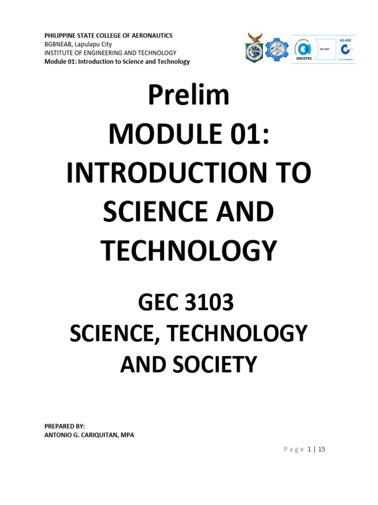 CARIQUITAN-GEC 3103 Module 1 Introduction To Science and Technology (Prelim) | PDF | Science | Art